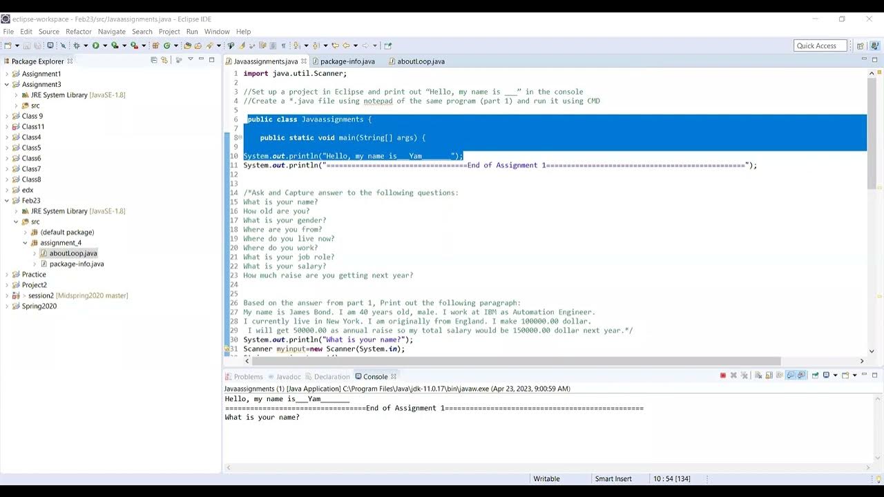 Java Assignment 1 Techfios Youtube