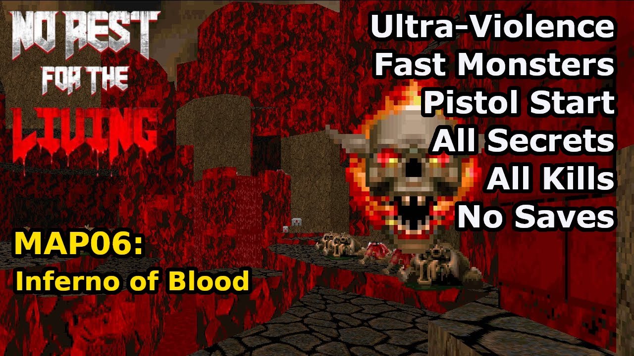 Doom II: No Rest for the Living - MAP06: Inferno of Blood (Fast Ultra-Violence 100%) - YouTube