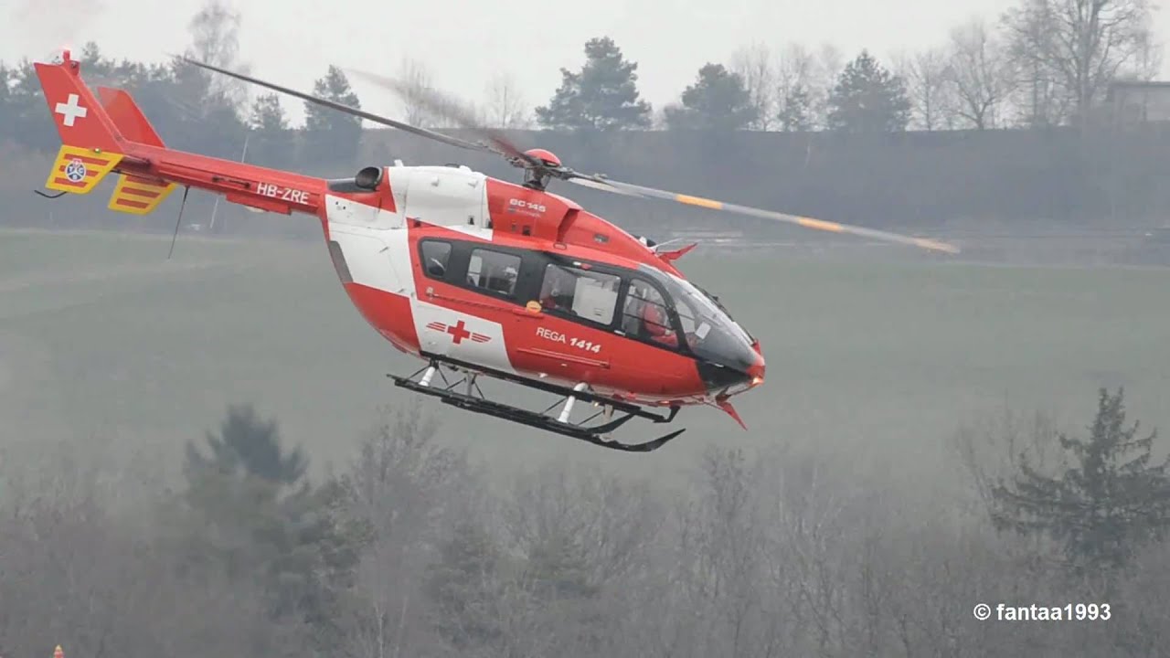 Swiss Air-Rescue REGA, EC 145 Start at Bern-Belp HD - YouTube