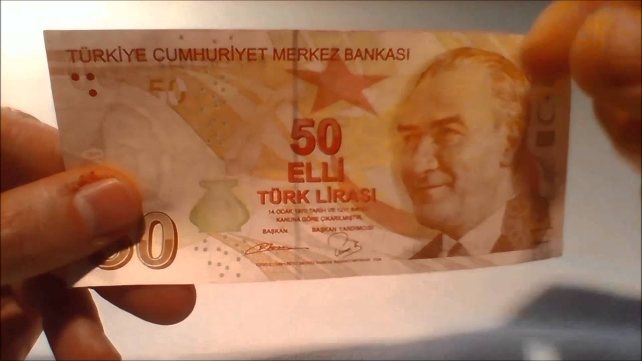 Fifty turkish lira note - Design and secutity features - YouTube