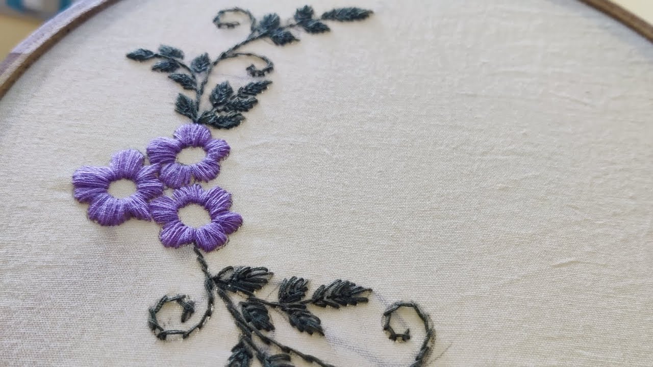 Floral Embroidery Frame Work | Embroidery Design for Beginners - YouTube