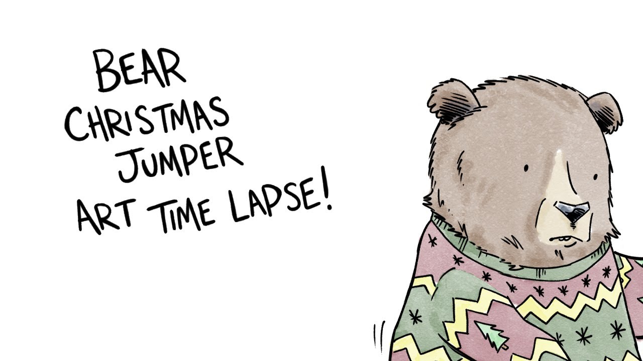 Bear Christmas Jumper Sweater Art Time Lapse - YouTube