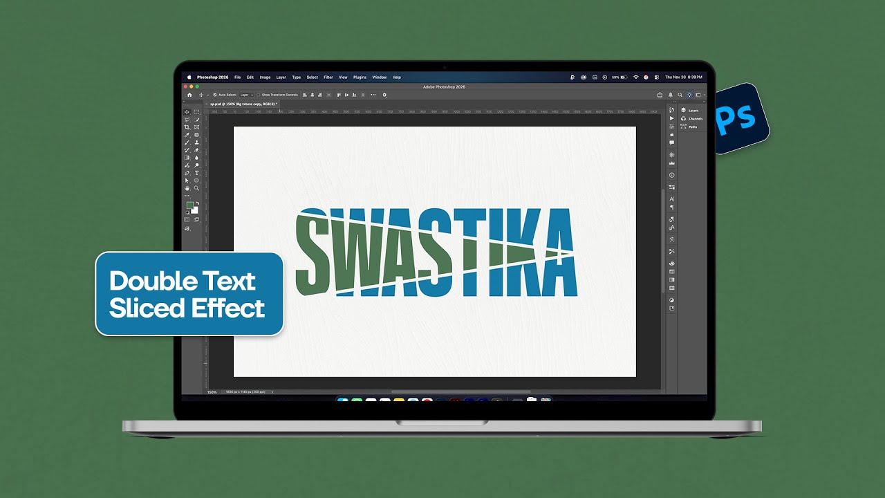 Double Text Sliced Effect in Photoshop | Tutorial - YouTube