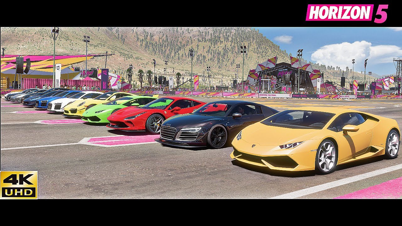 FH5 Ultimate Drag Race - Nsx, GT, R8, i8, C8, F8, J50, 458, Ford GT ...
