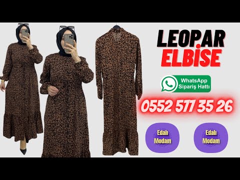 [LEOPAR DESENLİ ELBİSE]-BU ELBİSE KAÇMAZ HANIMLAR-EDALI MODAM TESETTÜR GİYİM