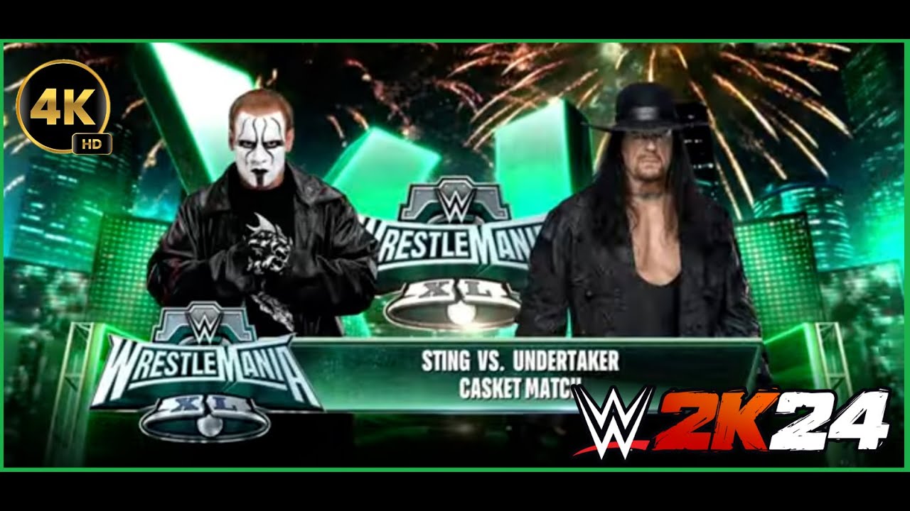 WWE 2K24 Casket Match Sting vs The Undertaker WrestleMania XL Ai Full ...