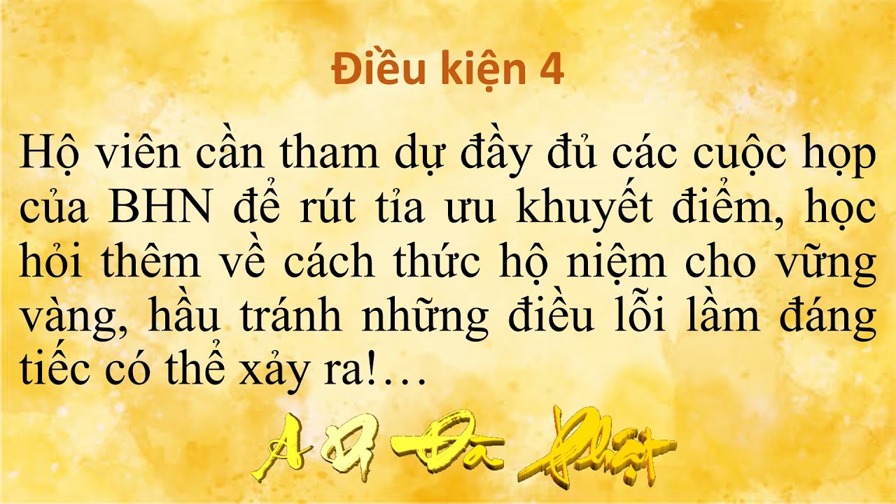 ĐIỀU KIỆN 4 - THẦY TỊNH HẢI GIẢNG GIẢI 15 ĐIỀU NỘI QUY DÀNH CHO THÀNH ...
