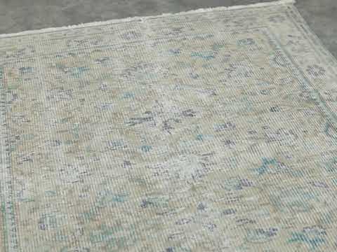 Mestinaz - Beige Turkish Vintage Runner Rug (3x7)