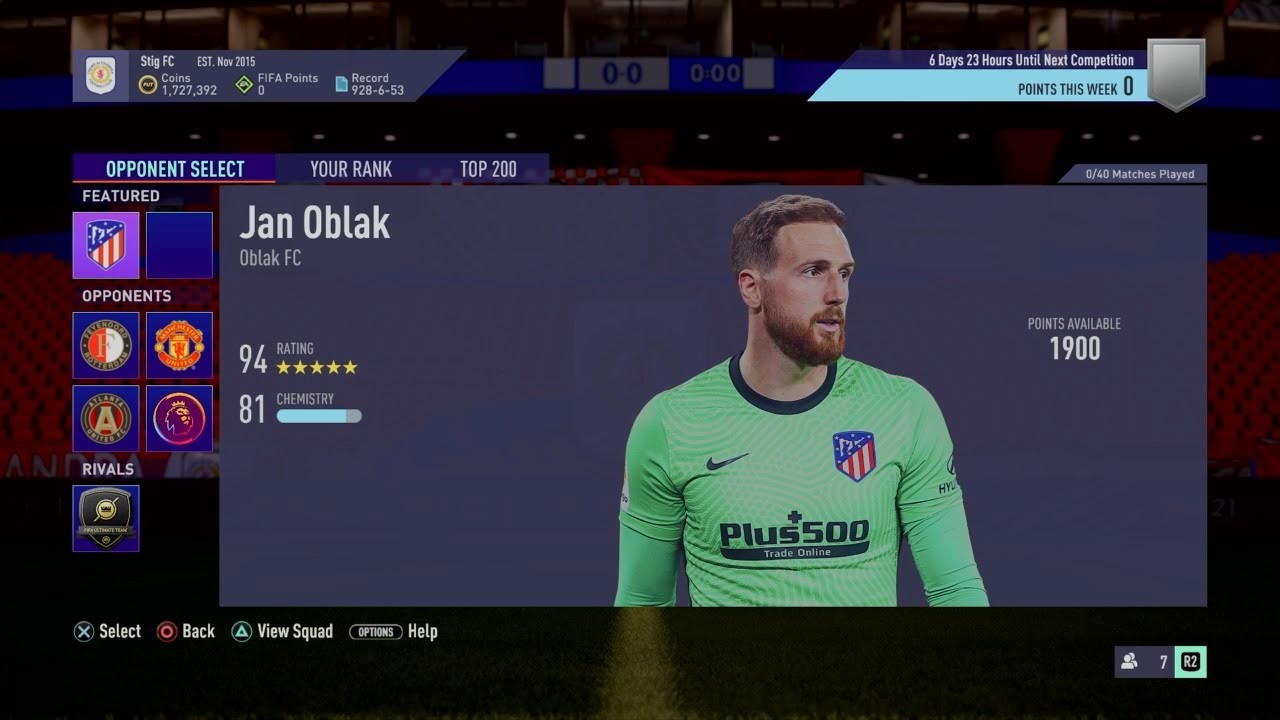 FIFA 21 Squad Battles Rewards June 21st & Jan Oblak's Featured Squad ...