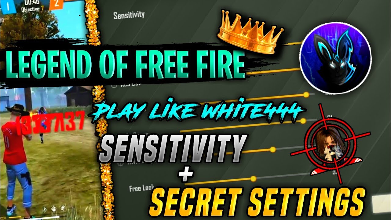 WHITE 444 SENSITIVITY AND SECRET SETTINGS||how to become white444😱 ...