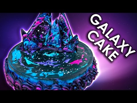 Galaxy Ice Cream Cake w/ Galaxy Chocolate Bark and Galaxy Buttercream Icing