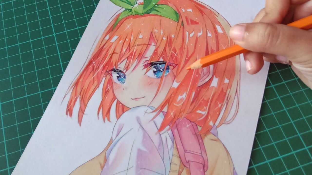 Speed drawing yotsuba nakano || gotoubun no hanayome || menggambar ...
