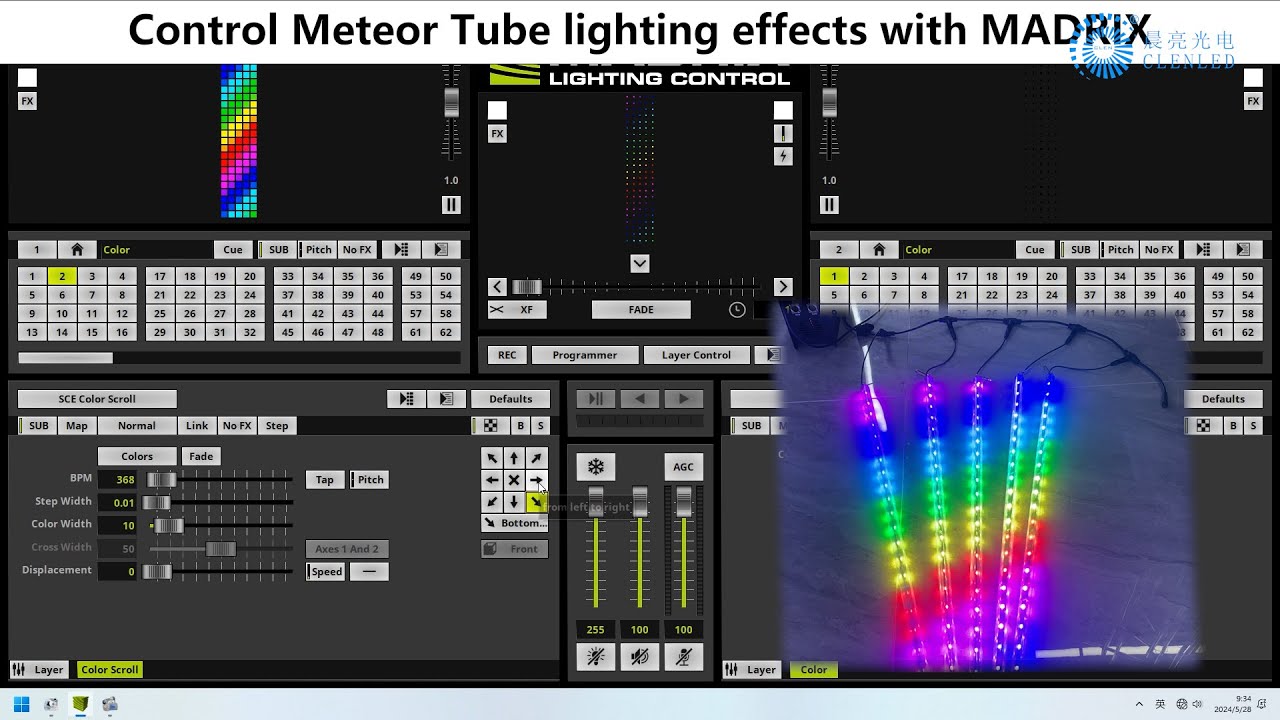 Control Meteor Tube lighting effects with MADRIX - YouTube