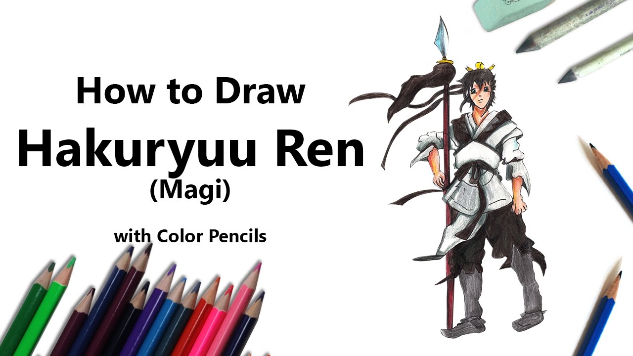 How to Draw Hakuryuu Ren from Magi with Color Pencils [Time Lapse ...