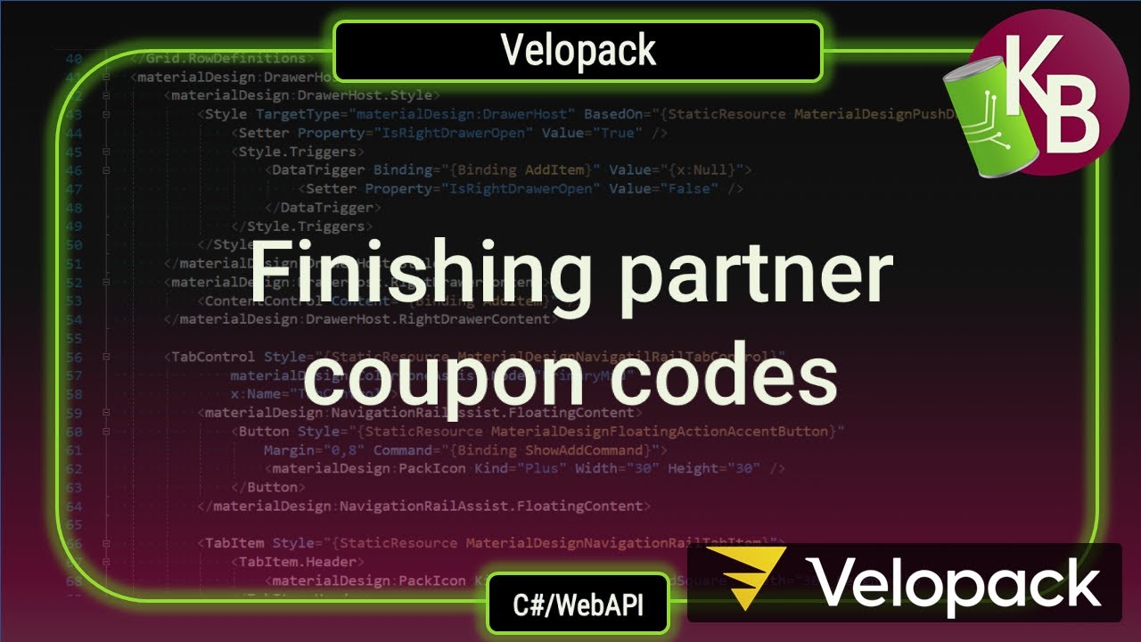 C# - Finishing partner coupon codes for Velopack - YouTube
