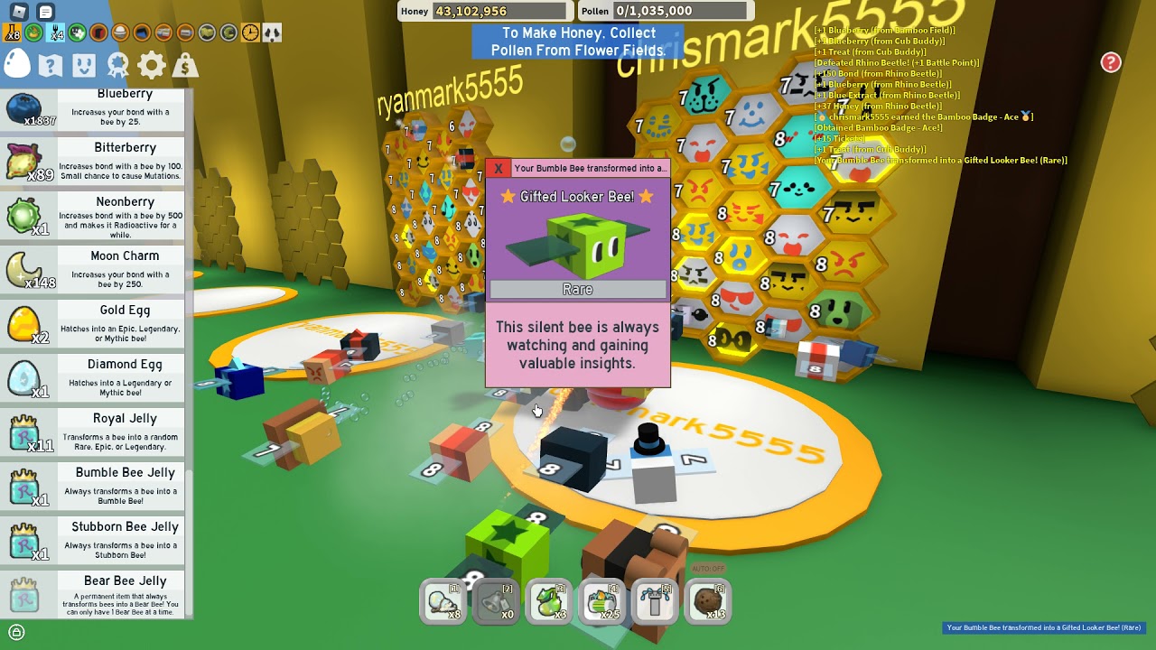 Getting a gifted looker bee | bee swarm - YouTube