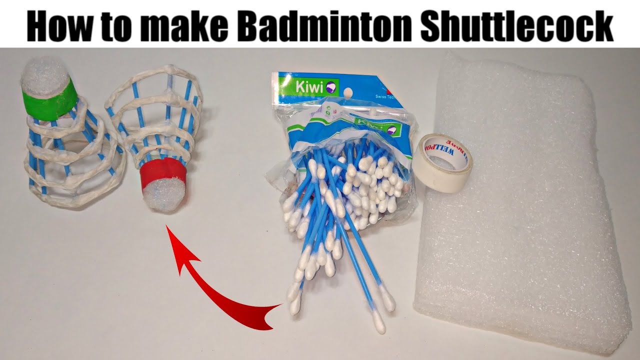 How to make Badminton Shuttlecock from Ear buds, foam, white tape and ...