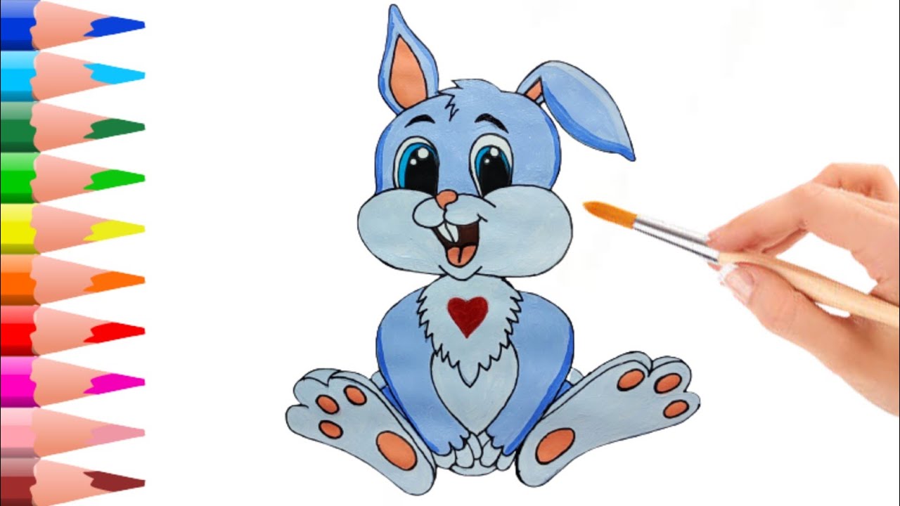 How to draw Rabbit Easy Step by step with color in very easy & simple ...