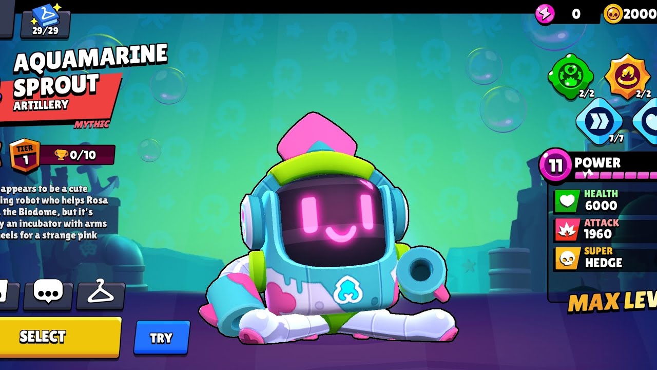 All AquaMarine Sprout Skin Animations In Brawl Stars! - YouTube