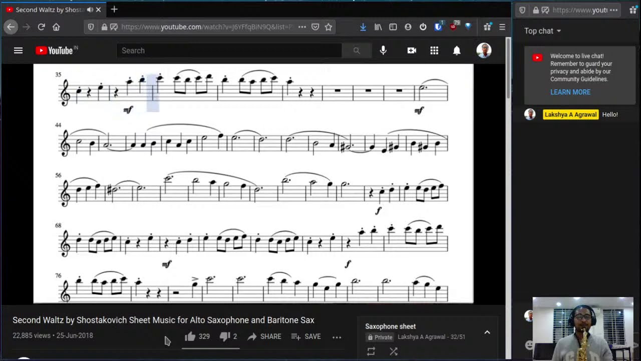 Saxophone - Long tones practice, Love me like you do, Second Waltz, My ...