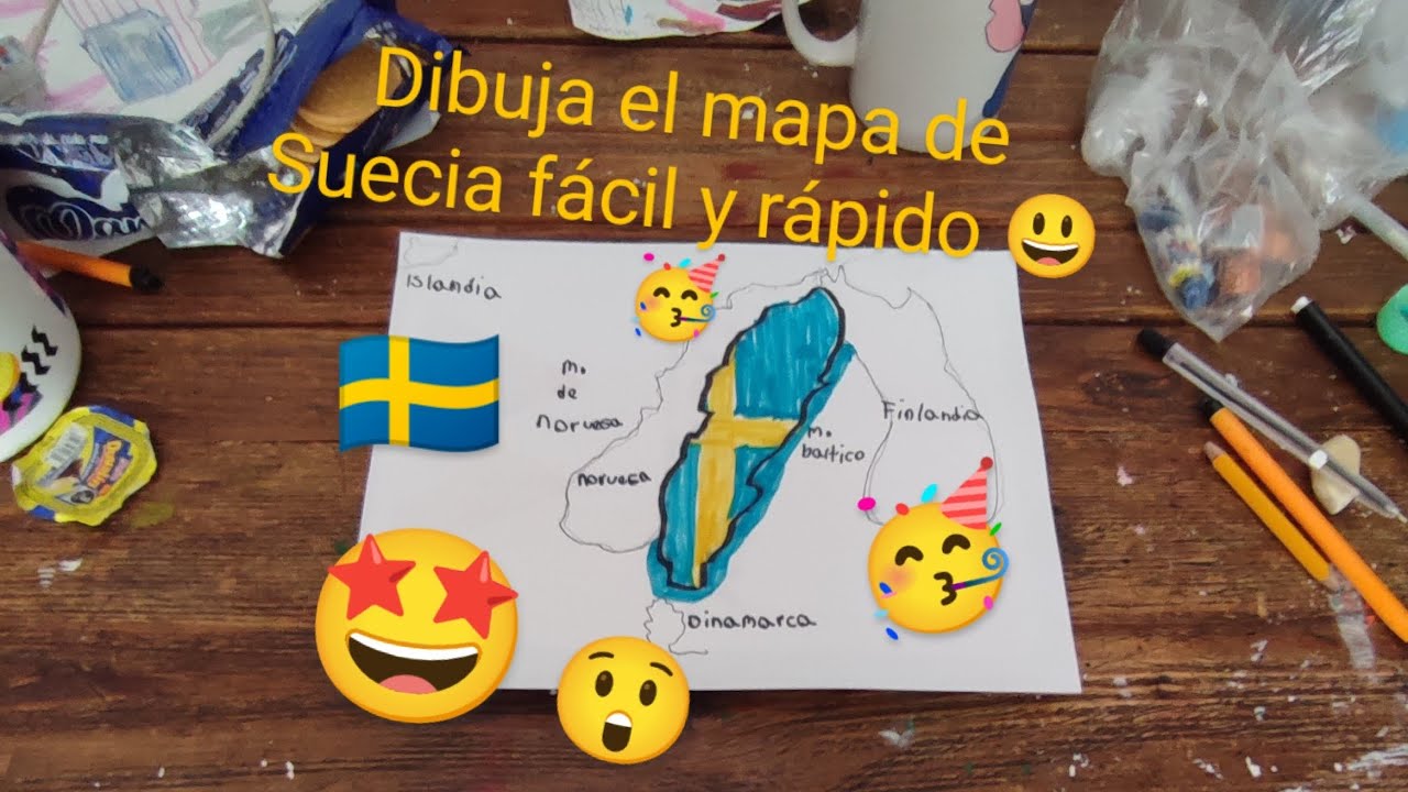 🤩dibuja el mapa de Suecia 🇸🇪 fácil y rápido 😃 - YouTube