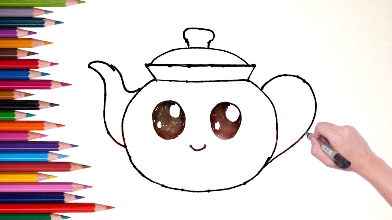 How to draw a tea pot, Easy teapot for kids, Diy teapot 🫖 - YouTube