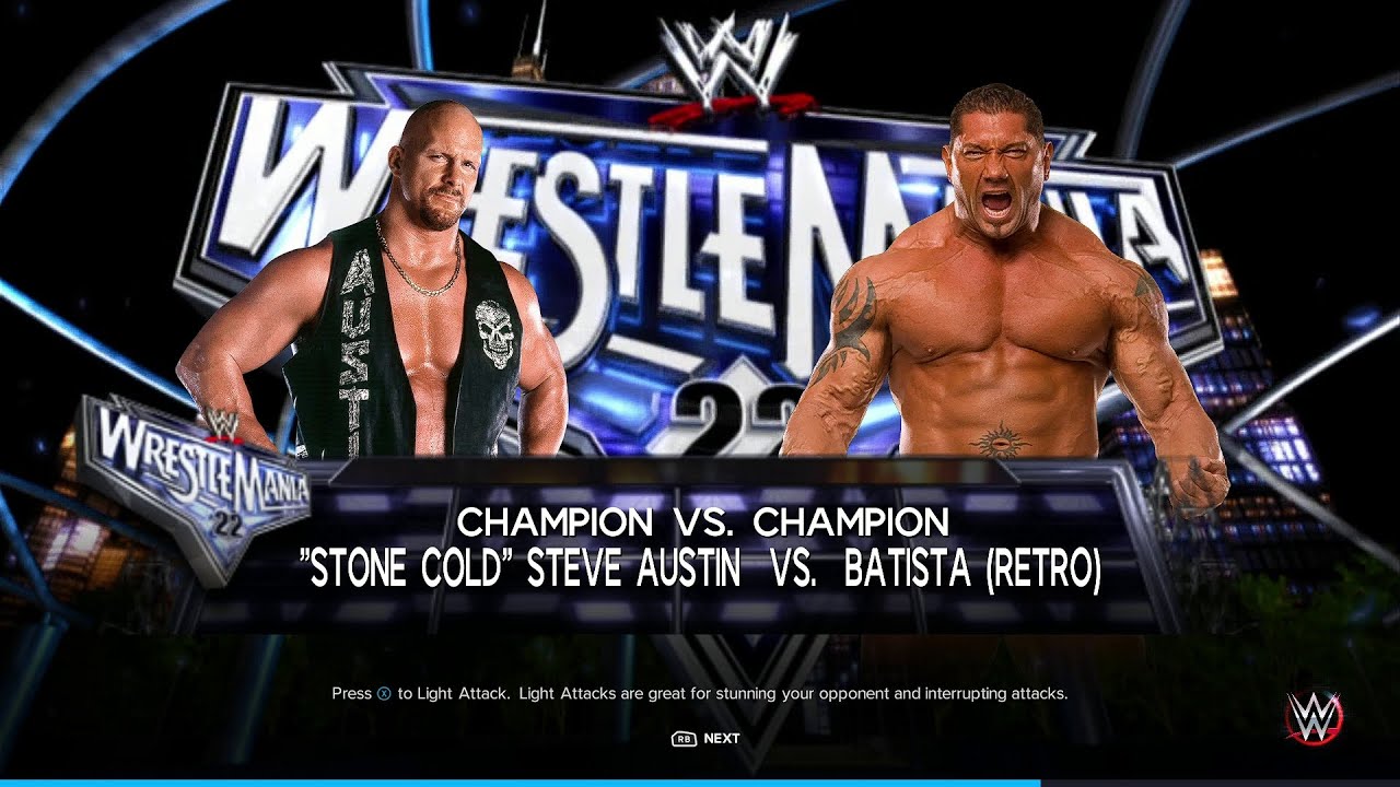 "WWE 2K23: Stone Cold Steve Austin vs. Batista - Full Match Gameplay ...