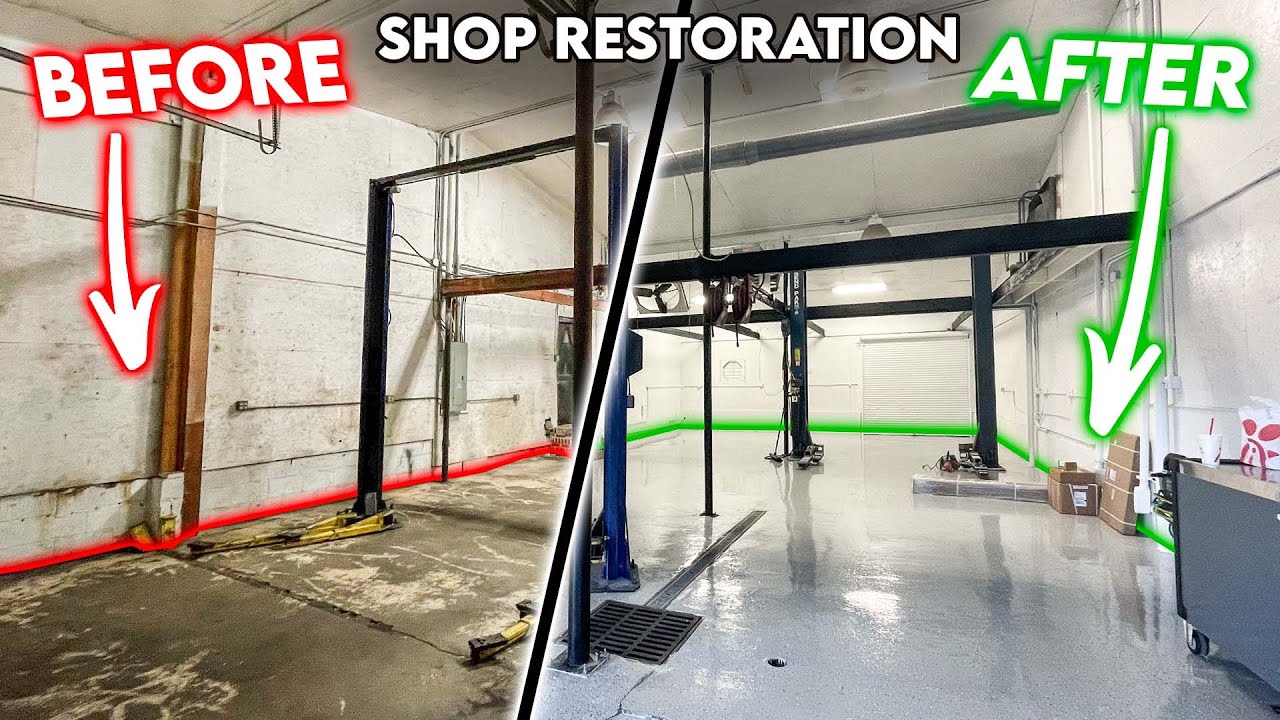 RESTORING a 23 Year Old Mechanic Shop: Epoxy Floors (Ultra Satisfying ...