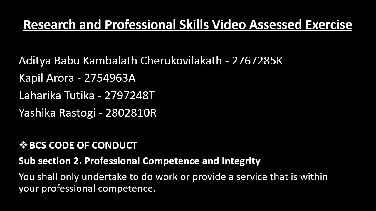 BCS Code of Conduct Professional Skills Video | University of Glasgow ...