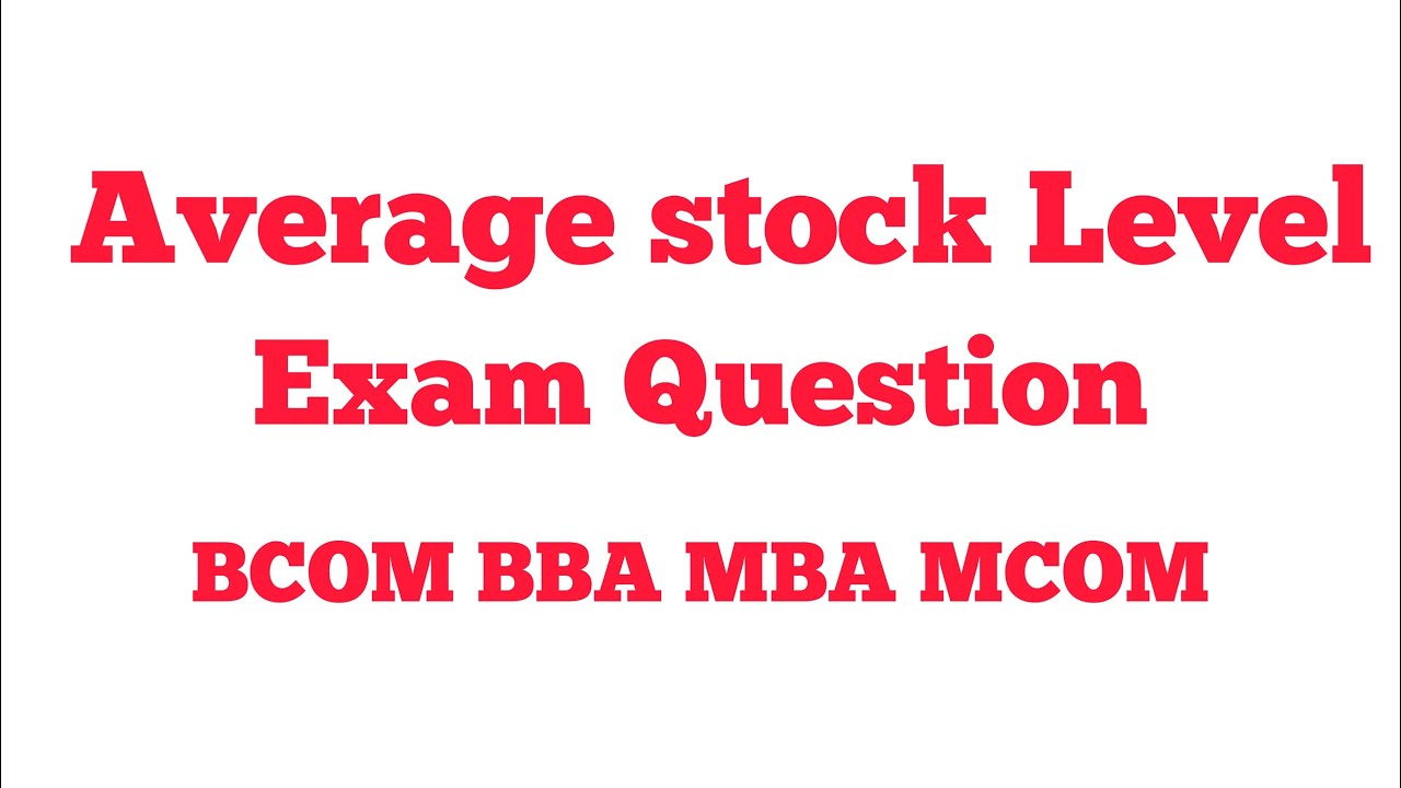 Average Stock level - YouTube