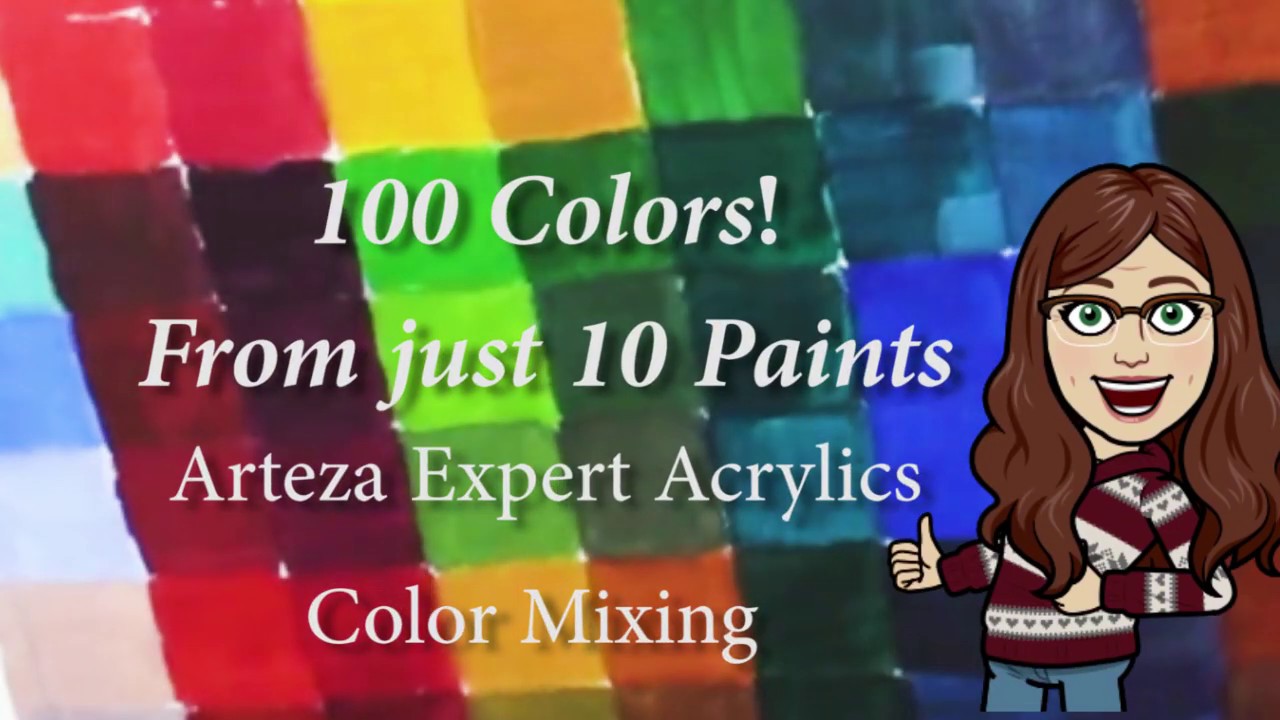 100 Colors from 10 Tubes of Paint - Arteza Expert Acrylic Color Mixing ...