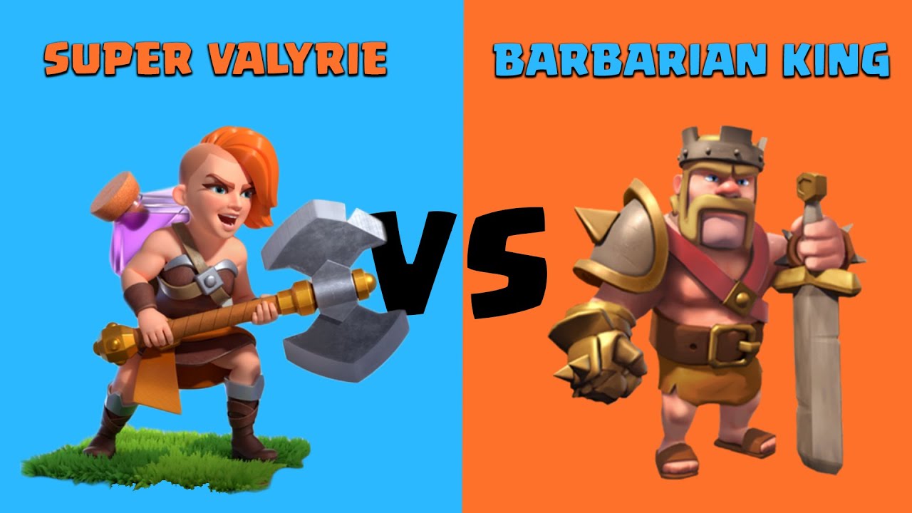 Super Valkyrie vs Barbarian King All levels | Who is more powerful ...