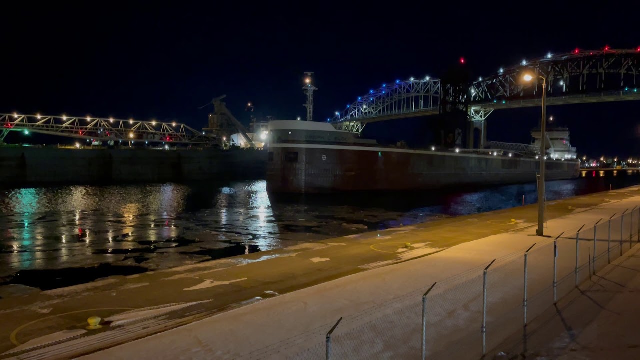 Great Lakes Freighter Joseph L Block in the Soo Lock Canal - YouTube