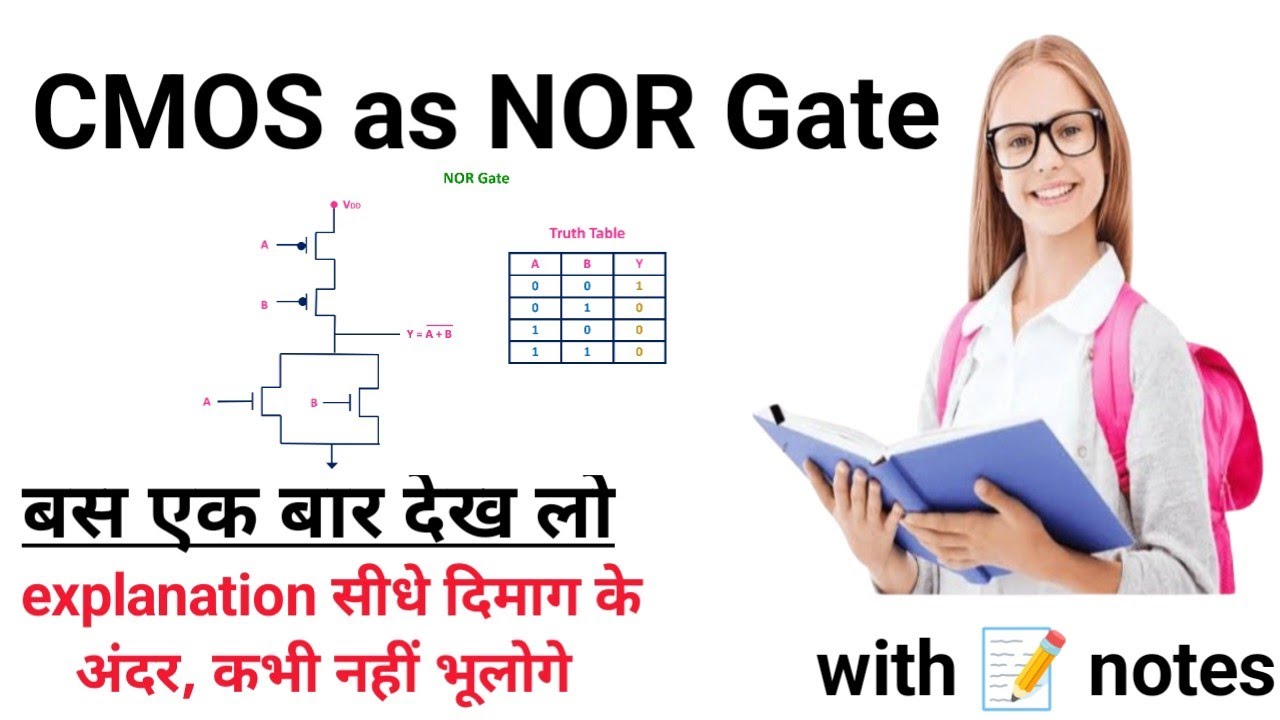 CMOS as NOR Gate Explanation Circuit Diagram। Working , Truth Table ...
