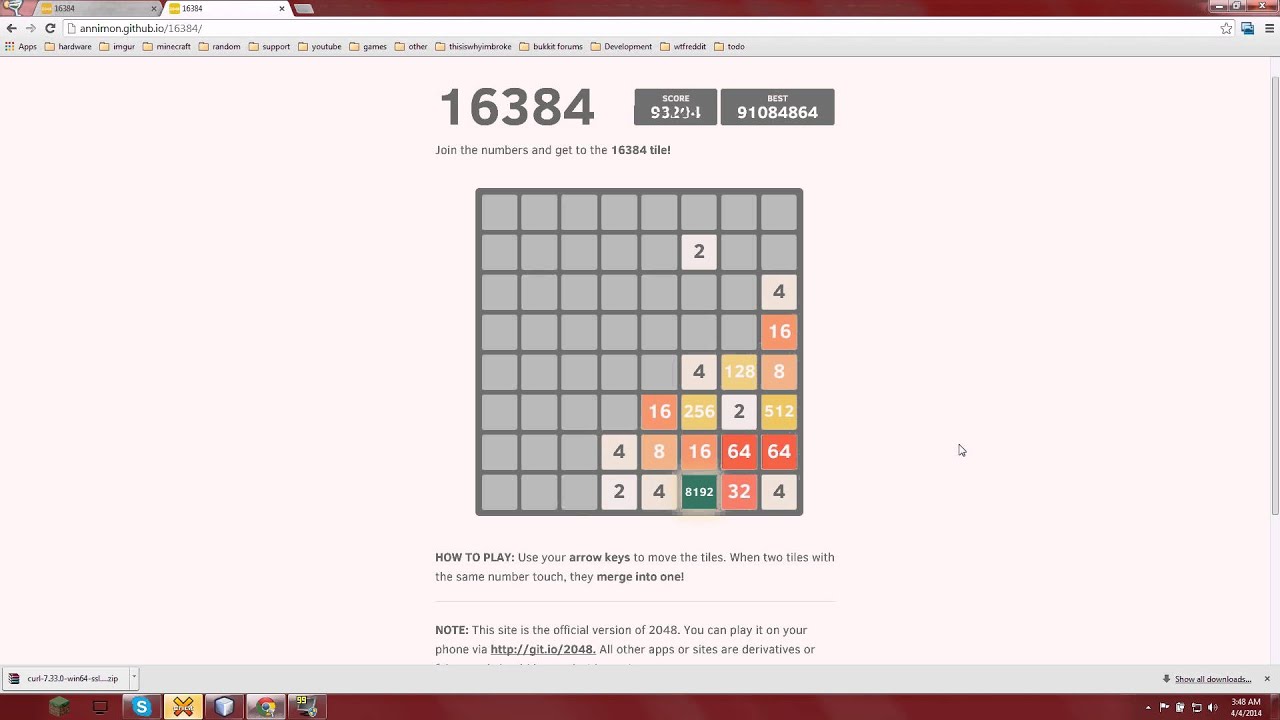 2048/16384 auto-solver, works in under a minute - YouTube