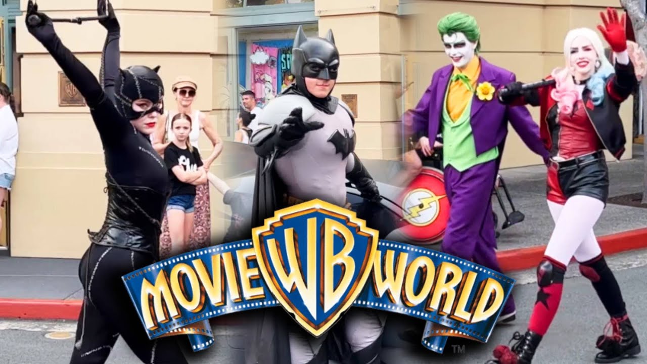 Superheroes and Villains Parade at Warner Brothers Movie World - YouTube