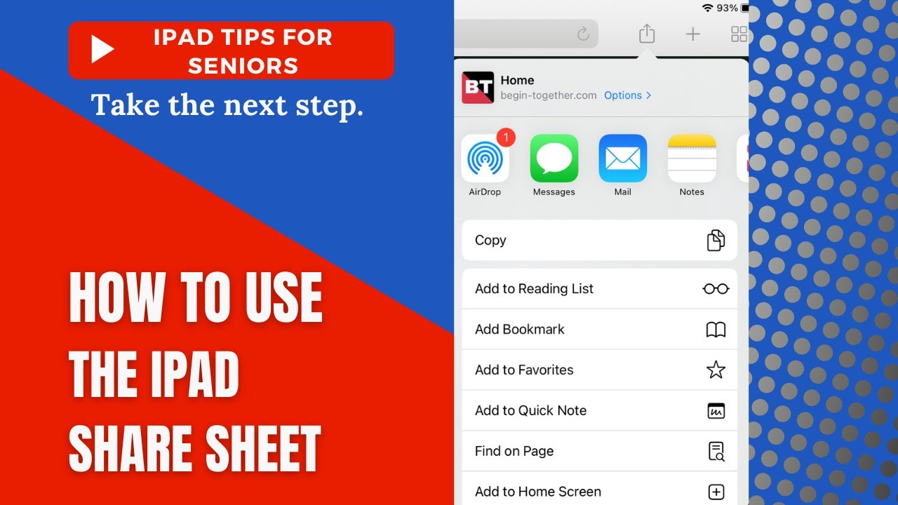 iPad Tips for Seniors: How to Use the Share Sheet - YouTube