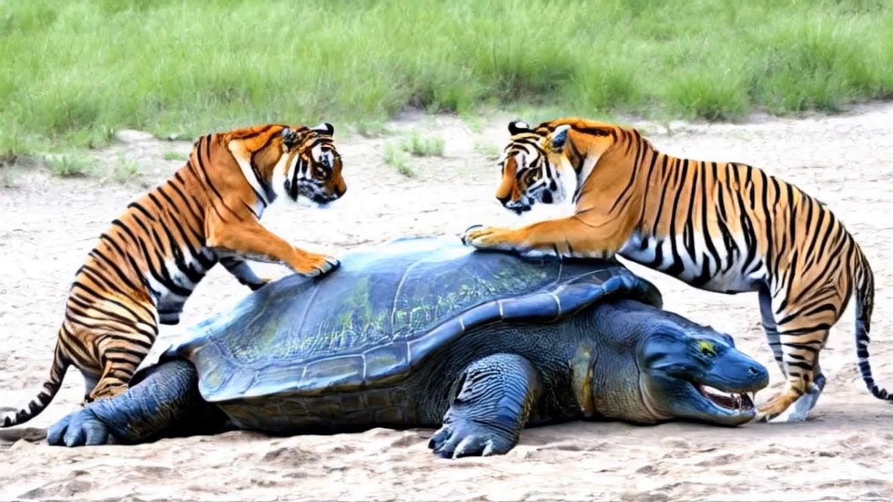 Tigers vs. Giant Turtle: Nature’s Strangest Encounter! - YouTube