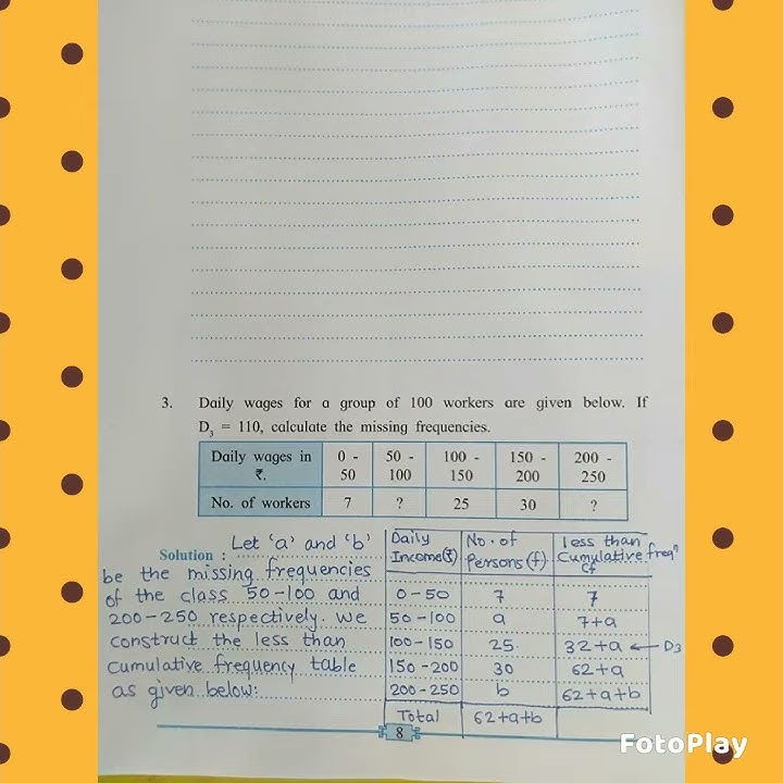 11th commerce maths practical no2 partition values - YouTube
