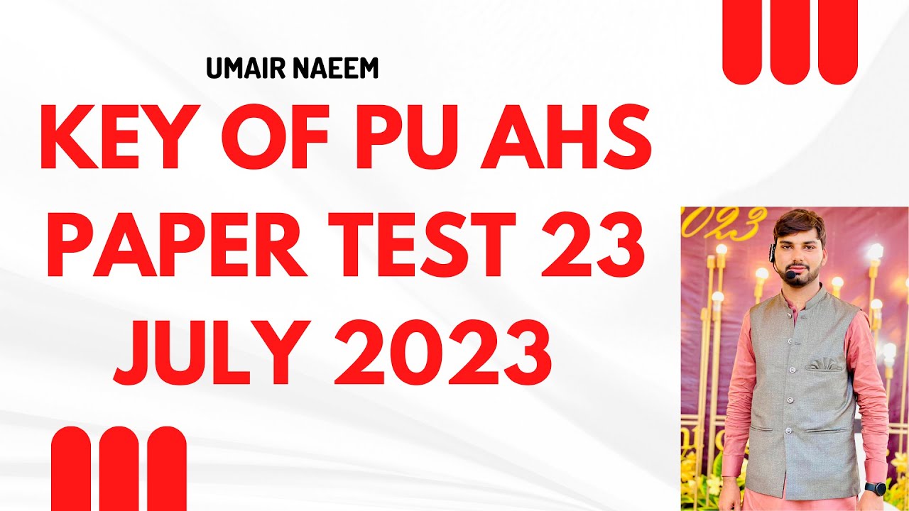 key of PU Ahs PAPER|KEY OF PU ahs PAPER 23 JULY 2023|punjab university ...