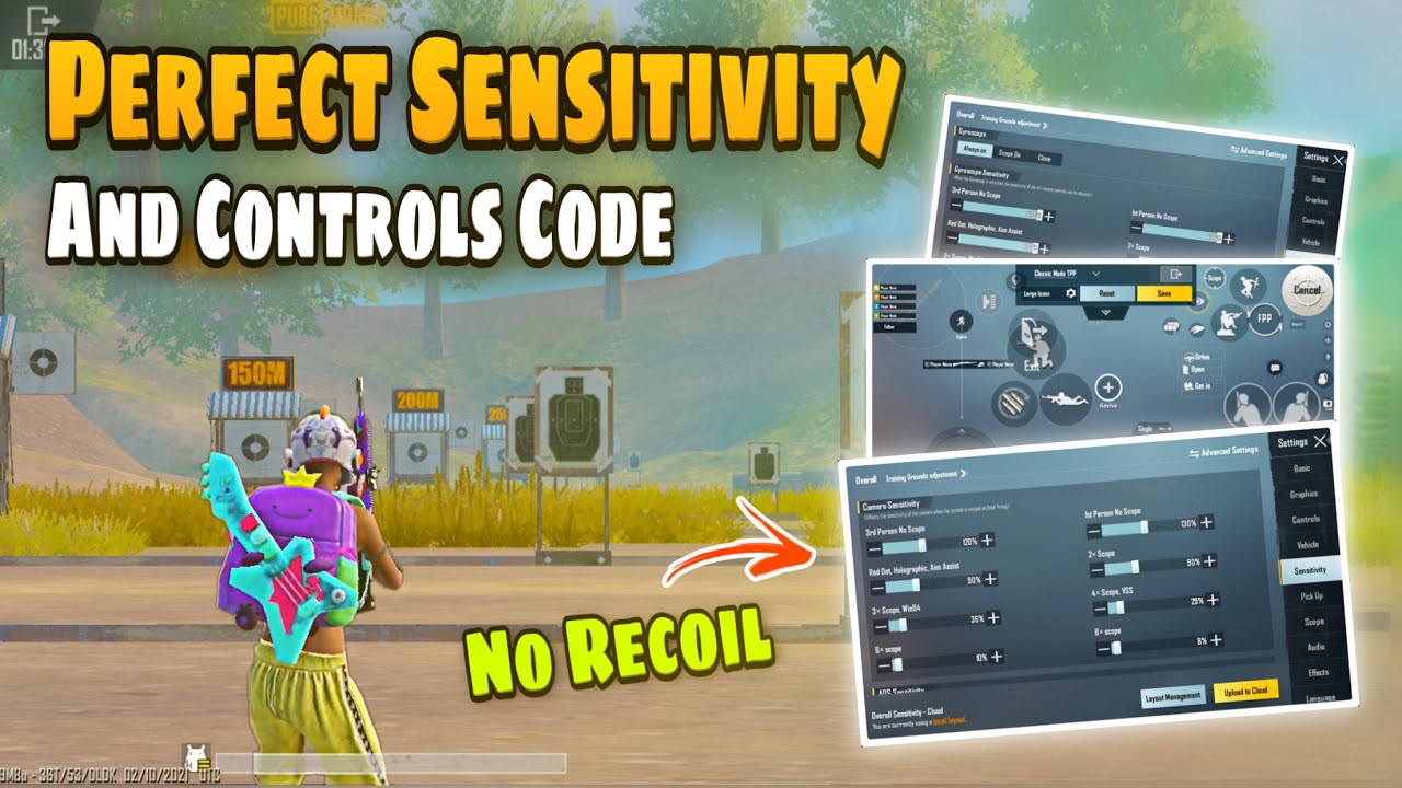PUBG No Recoil Sensitivity And Control Setting with Code | PUBG MOBILE ...