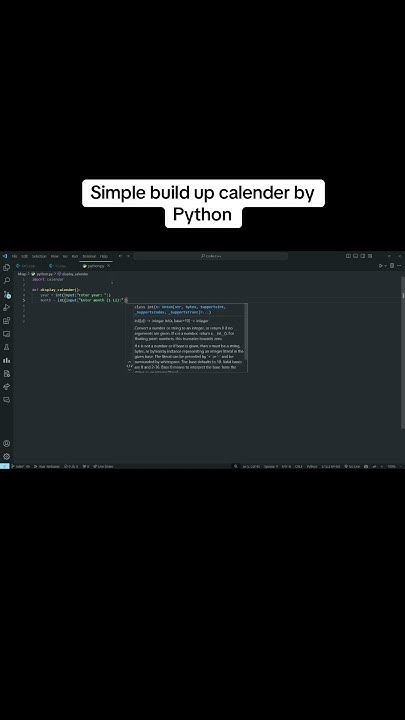 Calender By Python Coding Programming Python Code Pythonprogramming Jaycecoder Youtube