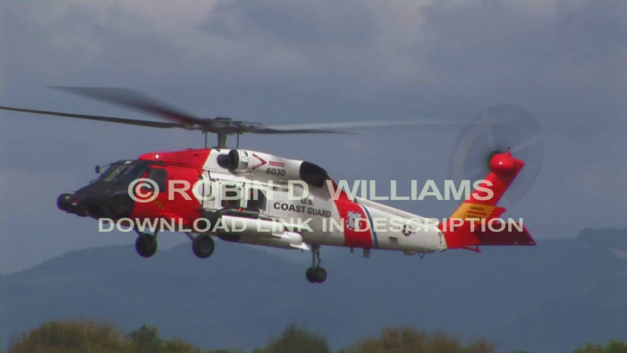 US Coast Guard H 60T Jayhawk 6032 Helicopter landing Astoria, Oregon ...