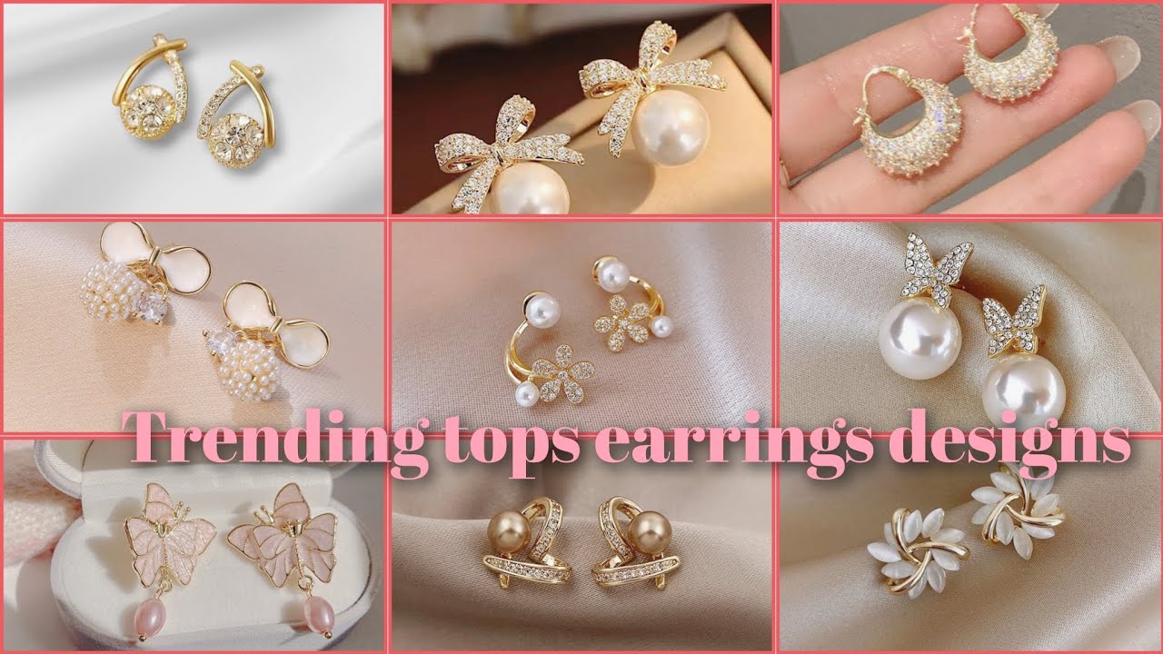 latest gold and diamond tops earrings designs/studs earrings design# ...