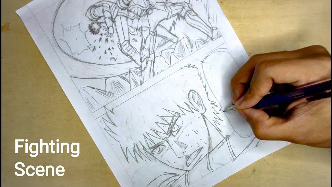 Drawing Manga Fighting Scene Step 1: Sketching - YouTube
