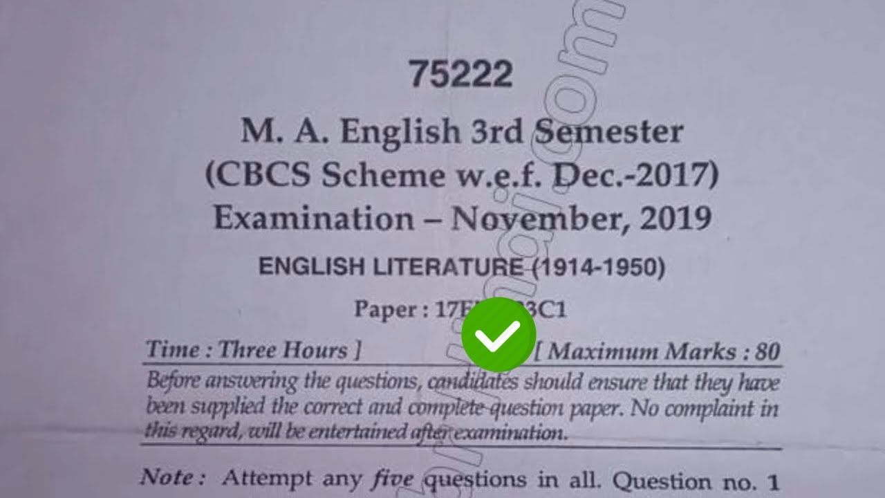 2020 Mdu MA English 3rd Sem English Literature Question Paper - YouTube