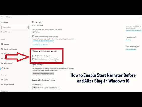 How to Enable Start Narrator Before and After Sing-in Windows 10 - YouTube
