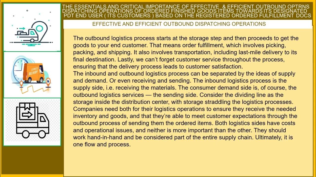 Effective And Efficient Outbound Dispatching Operations Part One - YouTube