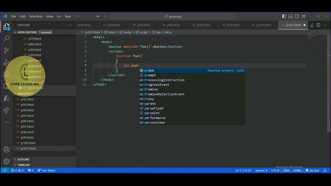 Javascript | event handling 'print ascii code #2' | CodeLearning - YouTube