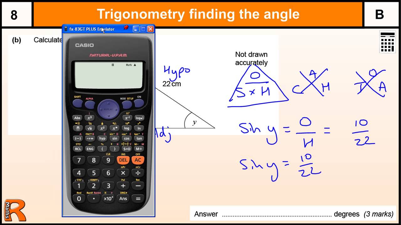 Trigonometry, finding the Angle in right-angled triangle GCSE Maths ...